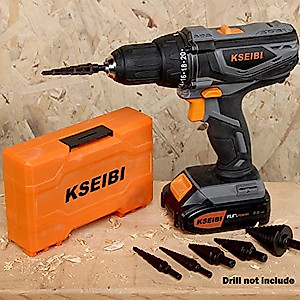 KSEIBI Step Drill Bit Set 5 Pieces Pack High Speed Steel Black Oxide M2 Multiple Hole 50 Sizes 1/8-1-3/8 inch SAE Standard Drill Attachment (KS-575105)