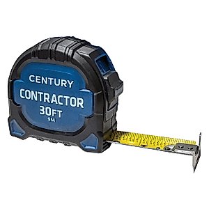 Century Drill & Tool 72843 Contractor Fractional/Metric Tape Measure, 30-Foot