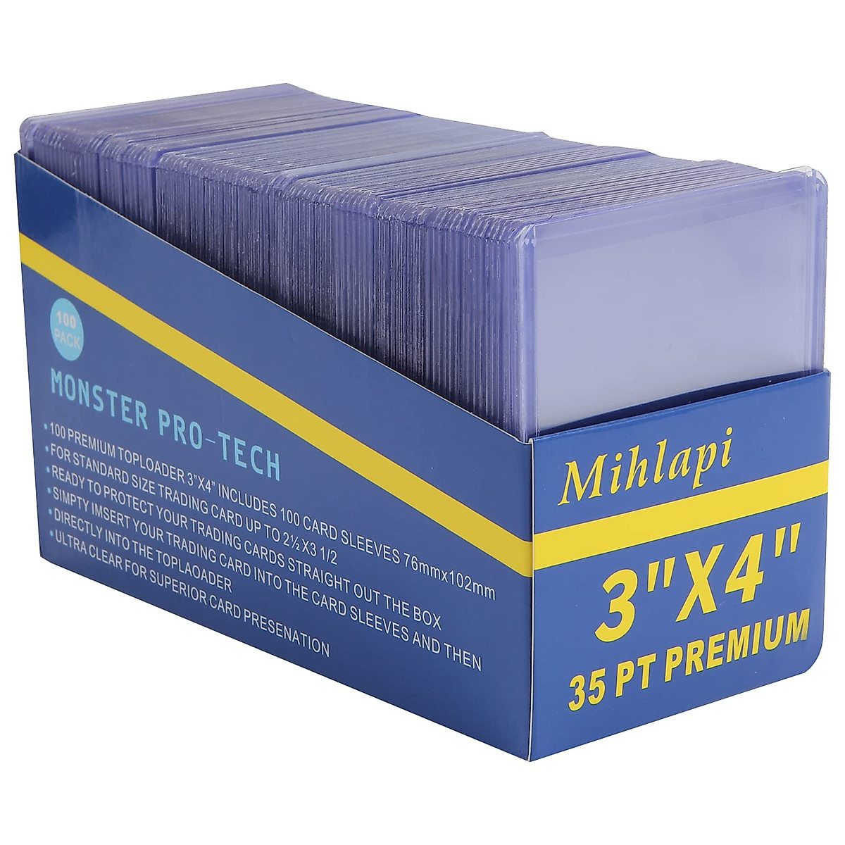 100 Pack 3" x 4" Toploaders Regular Card Loader Trading Card, Hard Card Sleeves Bundle for Trading and Sports Cards, High Hard PVC Material Large Capacity ，Standard Size Perfect for Grading