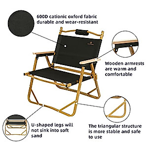 ROCK CLOUD Portable Folding Camping Chair Low Beach Chairs for Camp Lawn Hiking Sports Hunting