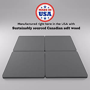 Split Nutan, 1.5-Inch Bunkie Board for Mattress/Bed, Fully Assembled, Improved Comfort and Support, Queen(Fold), Grey