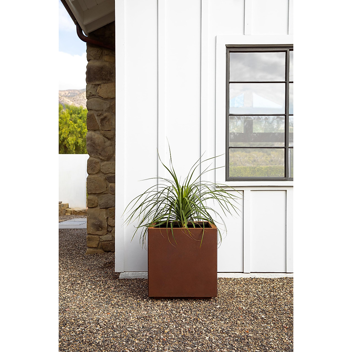 Veradek Corten Steel Series Cube Planter - Square Metal Planter for Outdoor Patio/Garden | Naturally Rusting Steel for All-Weather Use | Modern Rustic Décor for Trees, Flowers, Tall Trees