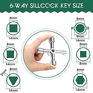 Chumia 4-Way Sillcock Key Wrench, Alloy Steel, 6-Piece Set