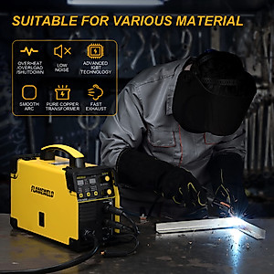 Flameweld MIG ARC TIG 3 In 1 Gas/Gasless MIG Welder Machine, 110/220V MTA1650 Dual Voltage MMA/MIG/Lift Tig Welder, 160Amps MIG Welding Machine