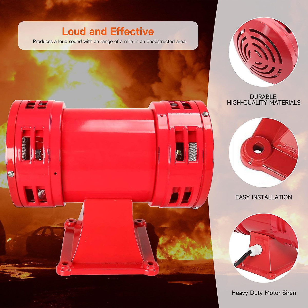 YaeCCC Air Raid Siren,110V Siren Alarm 150db 60HZ,Industry Electric Motor Driven Siren,Super Loud Siren Alarm for Home and Outdoor Siren