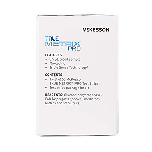 McKesson TRUE METRIX Professional Monitoring Blood Glucose Test Stripes, 50 Strips, 1 Pack