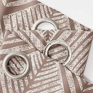 jinchan 80% Blackout Curtains for Bedroom, Geometric Patterns Drapes for Living Room, Window Treatments for Room Darkening, Grommet Top Thermal Insulated Curtains 63 inch Length 2 Panels Set, Brown