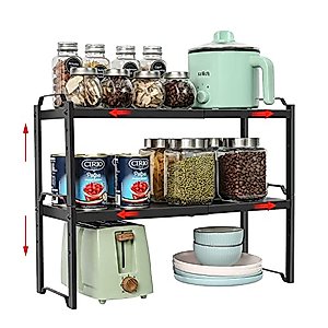 Expandable Cabinet Shelf Organizers Stackable Kitchen Counter Shelves spice rack organizer countertop shelf Cupboard Stand Spice Rack for cabinet(Set of 2)
