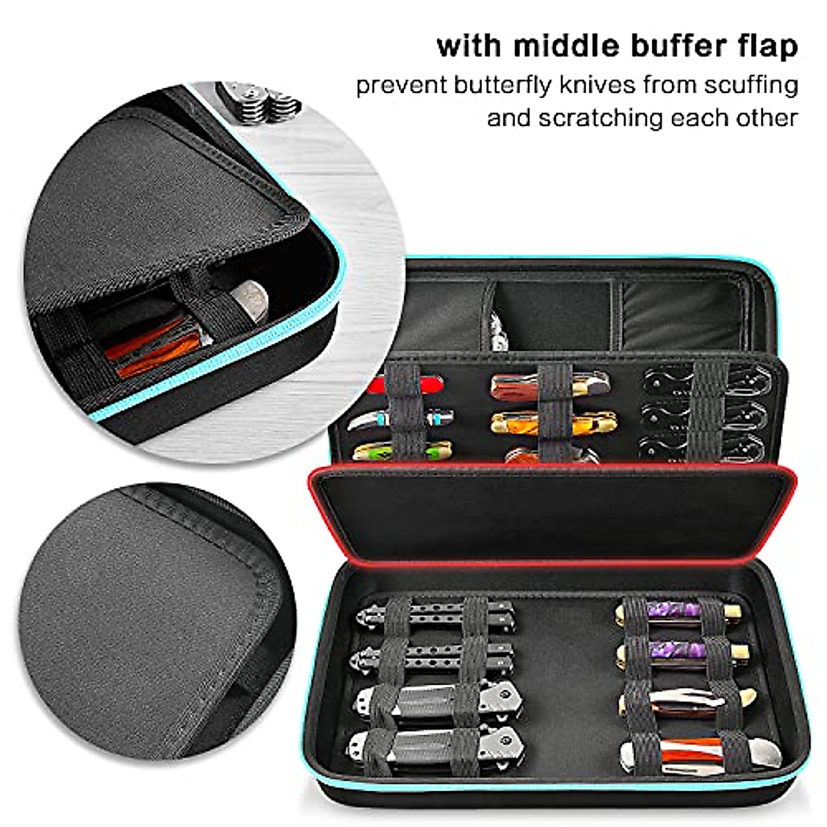 Knife Display Case for 45+ Pocket Knives, for Butterfly Knife Storage Bag, Folding Knives Organizer Holder Box, Knives Collection Protector for Survival, Tactical, Outdoor, Kitchen, EDC Mini Knife