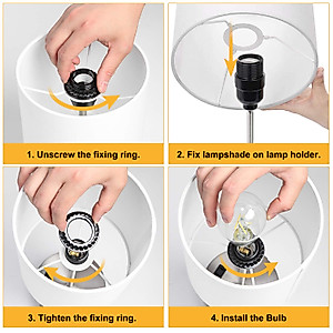 Touch Control Table Lamp, 3-Way Dimmable Lamp with 2 Fast Charging USB Ports & Power Outlet, Bedside Lamp, Nightstand Lamp, USB Lamp for Bedroom, Living Room, Office, Daylight White Bulb Included