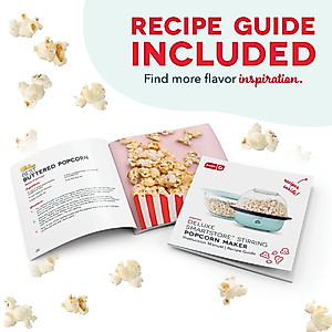 DASH SmartStore™ Deluxe Stirring Popcorn Maker, Hot Oil Electric Popcorn Machine with Large Lid for Serving Bowl and Convenient Storage, 24 Cups – Red