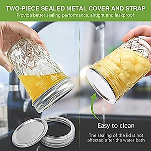 SRNRUS Mason jars 8oz, 6 Pack Regular Mouth Canning Jars Overnight Oats Containers with Split Aluminum Lids and Bands Idea for Honey, Jam, Shower Favors, Wedding Favors (8 ounce - 6pack)