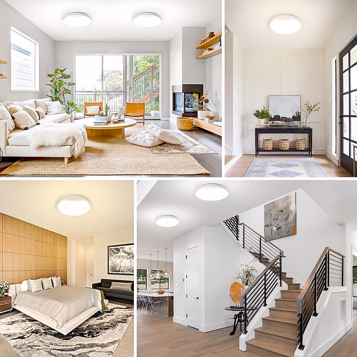 2-Pack Motion Sensor LED Ceiling Lights Wired, 8.7 Inch 3 Modes 18W 1800LM Flush Mount Light Fixtures, 3000K/4000K/5000K Motion Activated Ceiling Lamps with Timer for Indoor, Closet, Stair, Porch