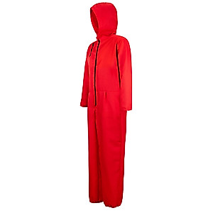Adult Costume Red Jumpsuit Mens Halloween Costumes for Men Coveralls Outfit Suits Red with Hat-S