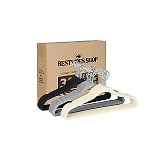 Home Premium Velvet Hangers 30 Pack - Non-Slip & Durable Clothes Hangers -Black, Grey, Beige Colors in one Box, Hangers with 360 Degree Rotatable Hook - Heavy Duty Coat Hangers