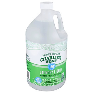 Charlie’s Soap Laundry Liquid (160 Loads, 4 Pack) Natural Deep Cleaning Hypoallergenic Laundry Detergent – Biodegradable Eco Friendly Sustainable Laundry Liquid