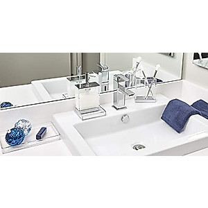 iDesign Bathroom Tray for Towels, Cosmetics and Accessories, The Clarity Collection – 8.68” x 5.34” x 0.95”, Brushed Silver