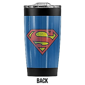 Superman Retro Supes Logo Stainless Steel Tumbler 20 oz Coffee Travel Mug/Cup, Vacuum Insulated & Double Wall with Leakproof Sliding Lid | Great for Hot Drinks and Cold Beverages