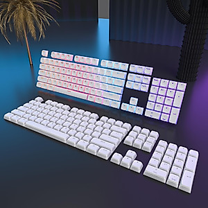 Ussixchare PBT Pudding Keycaps Set 117 Keys, Double Shot Translucent XDA Profile for ISO & ANSI Layout 61/68/84/87/104 Keys Mechanical Keyboard