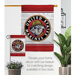 Breeze Decor Marine Bulldog Garden Flag Armed Forces Corps USMC Semper Fi United State American Military Veteran Retire Official House Decoration Banner Small Yard Gift Double-Sided, Made in USA