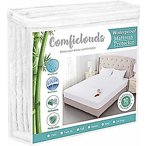 King Size Cooling Waterproof Mattress Protector Pad Cover,Bamboo Terry Top Breathable Fitted Sheet Style Deep Pocket-Noiseless,Vinyl,PVC Free,Matressprotector King for Pets Kids Adults