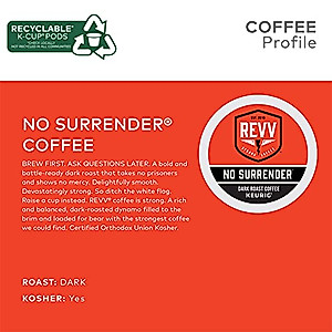 REVV No Surrender, Single-Serve Keurig K-Cup Pods, Dark Roast Coffee, 96 Count