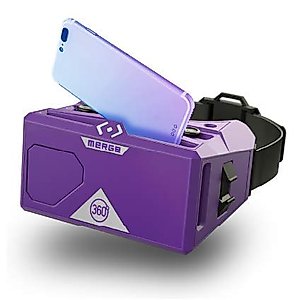 Merge VR Headset - Augmented Reality and Virtual Reality Headset, Play Educational Games and watch 360 Degree Videos, STEM Tool for Classroom and Home, Works with iPhone and Android (Pulsar Purple)
