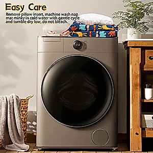 Rossison Nap Mat with Pillow and Blanket 100% Cotton with Microfiber Fill, Padded Sleeping Mat, for Daycare Preschool Toddler Prek Boys Girls Kids (Animal Park,Standard-50 x20)