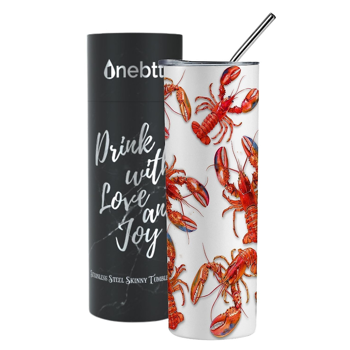 Onebttl Lobster Goods - Lobster Mug & Lovers Present, 20oz Stainless Steel Tumbler, Insulated Gift with Lid