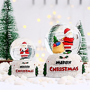 Music Boxes for Girls Snowman Glass Ball Miniature Christmas Snow Globe with Colorful Lighting Fall Resistant Snowman Statue Glass Snow Globe (Color : Small, Size : Snowman)