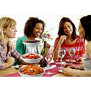 Collapsible Bowl, 3 Tier - The Decorative Plastic Bowls Twist Down and Fold Inside for Minimal Storage Space. Perfect for Serving Snacks, Salad and Fruit. The Top Bowl is Divided into Three Sections.