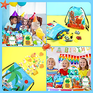 Woanger 16 Pack Hawaii Themed Party Drawstring Bags Aloha Party Drawstring Pouch Tiki Pineapple Hawaiian Party Gift Bags with Drawstring Aloha Gift Bag for Birthdays, Bridal Shower, Samples, Events