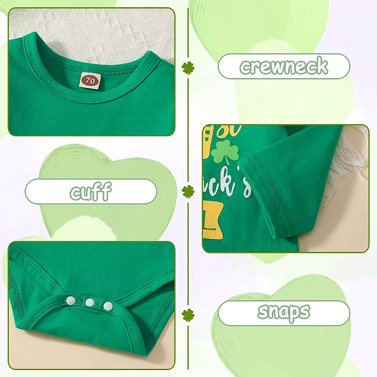 DEARBB Newborn Baby Girl My 1st St. Patrick’s Day/Easter Outfit Romper Lucky Shamrock Bunny Flare Pants Set Infant Toddler