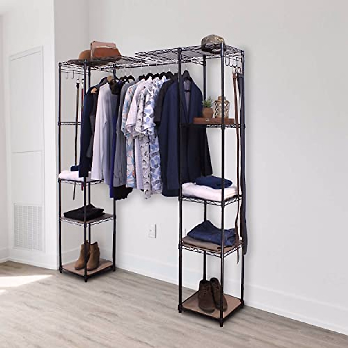 MonsterRax Expandable Clothing Rack - Garment Rack Storage, Wardrobe Clothes Organizer, Steel Clothing Racks, Shoes and Clothing Organizer, Adjustable Garment Racks for Hanging Clothes - 14" x 72"