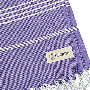 Bersuse 100% Cotton - Anatolia XL Throw Blanket Turkish Towel - 61 x 82 Inches, Dark Purple