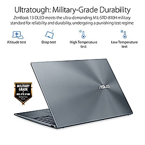 ASUS ZenBook 13 OLED Ultra-Slim Laptop, 13.3” OLED FHD NanoEdge Bezel Display, AMD Ryzen 5 5500U, 8GB LPDDR4X RAM, 512GB PCIe SSD, NumberPad, Wi-Fi 5, Windows 10 Home, Pine Grey, UM325UA-DS51