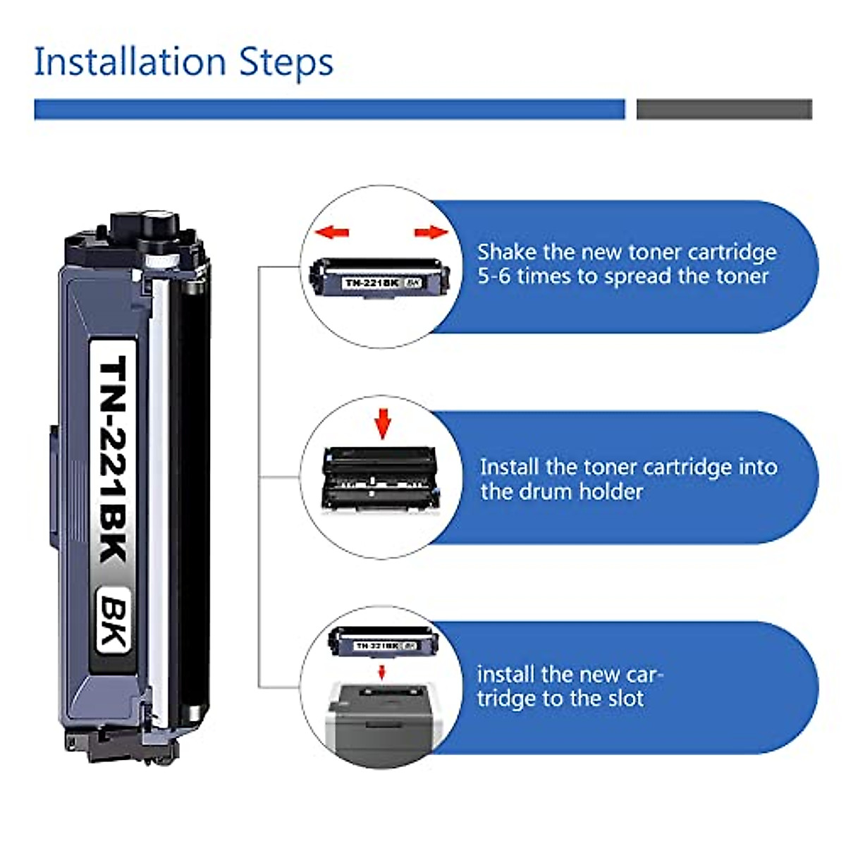 EDH Compatible TN221BK TN-221BK Toner Cartridge Replacement for Brother High Yield Compatible with DCP-9015CDW 9020CDN HL-3140CW 3170CDW 3180CDW MFC-9130CW 9140CDN 9330CDW Printer (1 Pack,Black)