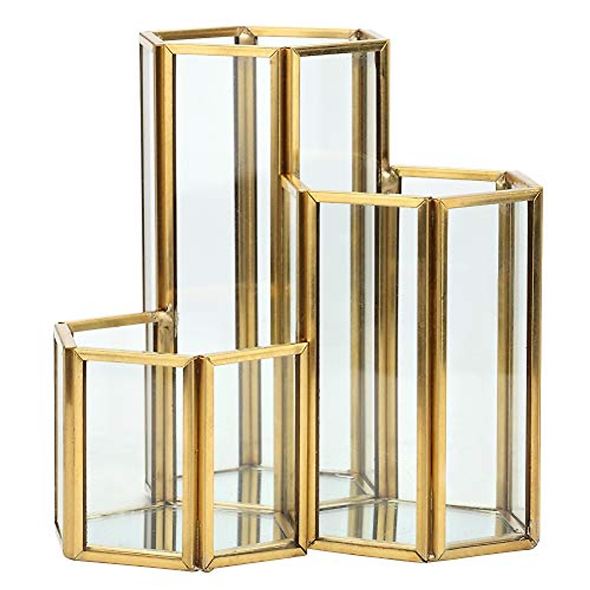 Makeup Brush Holder, with Non Slip Bottom Elegant Design Gold Glass Stationery Organizer, for Home Decor Desk Dresser for Office Decor