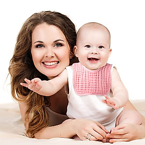 Tatuo 8 Pieces Baby Muslin Bibs & Burp Cloths, 20 x 10 Inch (Simple Color)