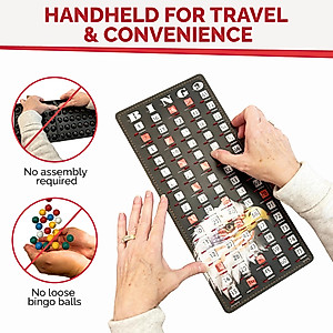 MR CHIPS Jam-Proof Finger Tip Master Bingo Card with Sliding Windows Large Cardboard Calling Cards Stars and Stripes Style