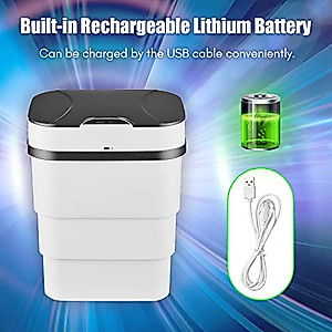 PENCHEN Auatic Toucess Infrared Motion Sensor Trash Can 3-Layer Folg Garbage Can Max. 9.5L ty Built-in Battery with USB Charging Cable