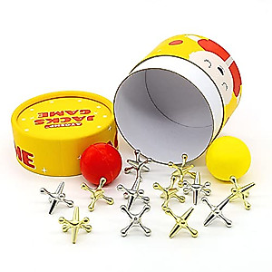 ATOSHP Jacks Game with Ball, Retro Toys, 12 Metal Jax and 2 Different Balls in The Box