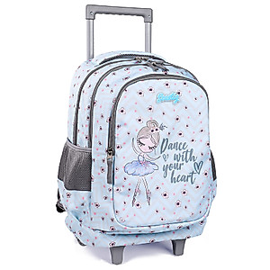 seastig Rolling Backpack for Kids Wheeled Backpack 18in Double Handle Backpack with Wheels