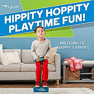 Flybar My First Foam Pogo Jumper for Kids Fun and Safe Pogo Stick for Toddlers, Durable Foam and Bungee Jumper for Ages 3 and up, Supports up to 250lbs (Blue LED)