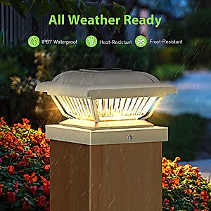 LETMY Solar Outdoor Cap Lights, 4 Pack Solar Powered Fence Post Lights, High Brightness Waterproof for 4x4, 4.5x4.5, 5x5 Posts Fence Deck Patio Garden Decoration