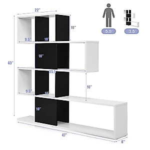 Tangkula 8 Cubes Bookshelf, Modern Ladder Corner Bookcase, 8-Cube Open Stepped Storage Bookcase, 5-Tier Display Shelf for Home Office, 47 x 8 x 43 Inch, Living Room Divider Bookcase
