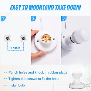 1 Pcs 9.84 ft Light Socket with Cord E26/ E27 Light Bulb Socket with On/Off Switch Hanging Light Cord Extension,for Garage Installation Lighting (1)