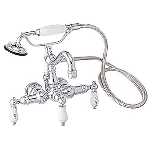 Elements of Design DT10081CL Hot Springs Wall Mount Clawfoot Tub Filler with Hand Shower, 4-3/4" in Spout Reach, Polished Chrome