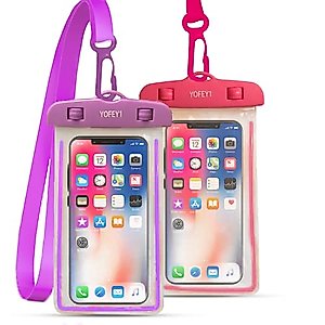 2 Pack Waterproof Phone Pouch Floating, Color Pink and Purple, Waterproof Cellphone case, Water Resistant Phone Holder Bag Phones and iPhones Samsung Galaxy up to 6.9"