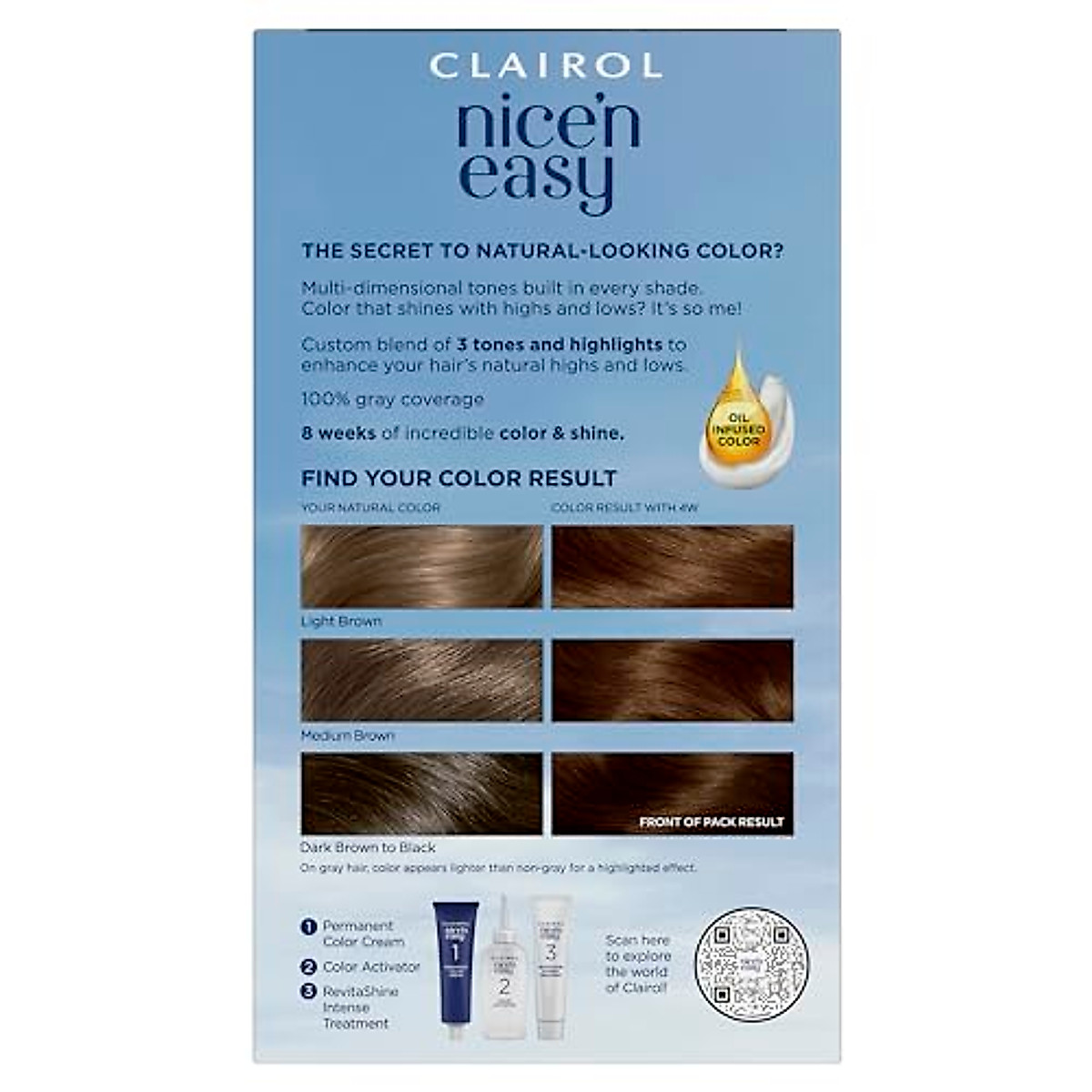 Clairol Nice'n Easy Permanent Hair Dye, 4W Dark Mocha Brown Hair Color, Pack of 1